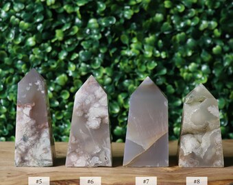 Flower Agate Tower Point Wand - Etsy