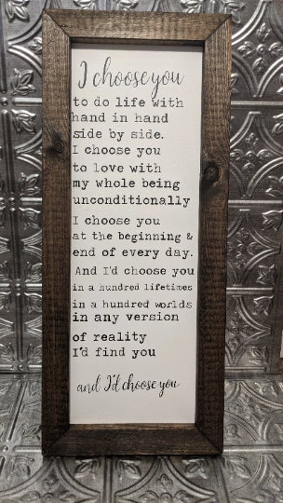 I'd Choose You Sign Farmhouse Sign Wedding Gift | Etsy