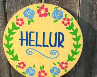 Hellur Door Sign - Etsy