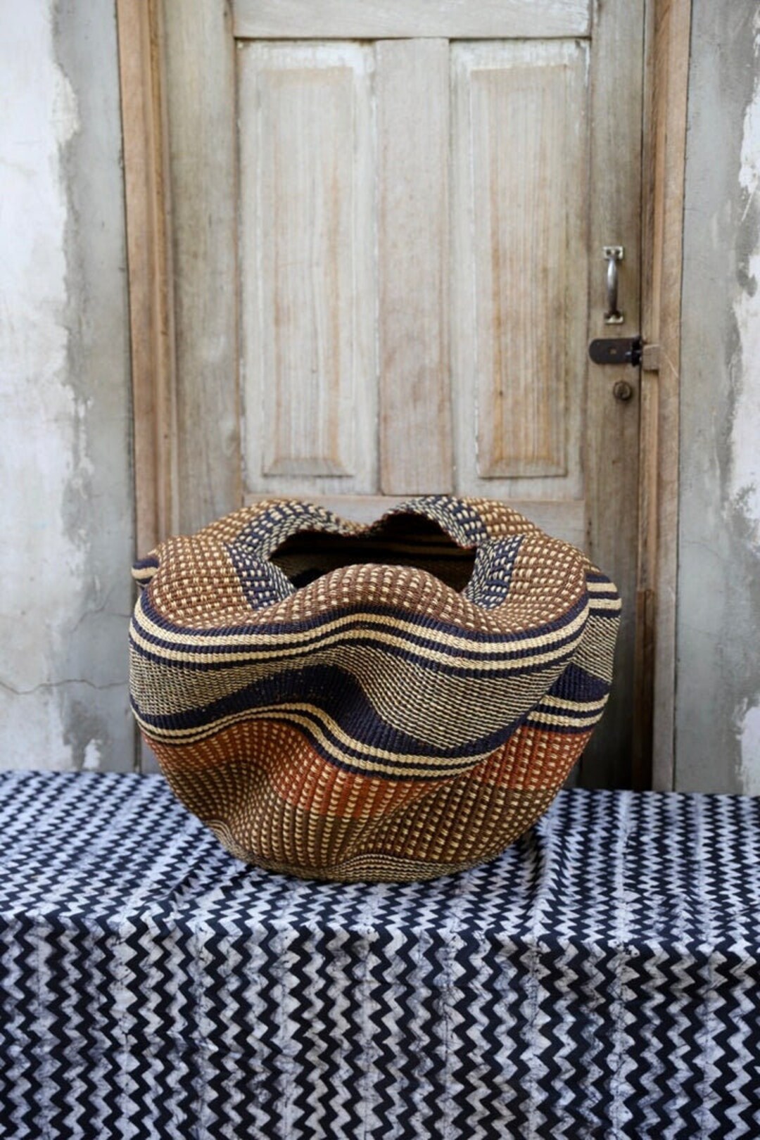 Large Straw Vase, Large Planter Basket, Straw Decor Basket, Wavy Pot ...
