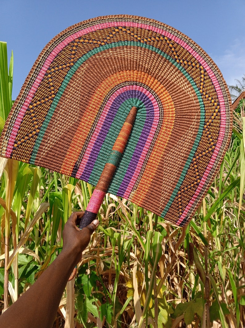 Big Woven Straw Hand Fan Boho Fan Wall Hanging Beautiful - Etsy