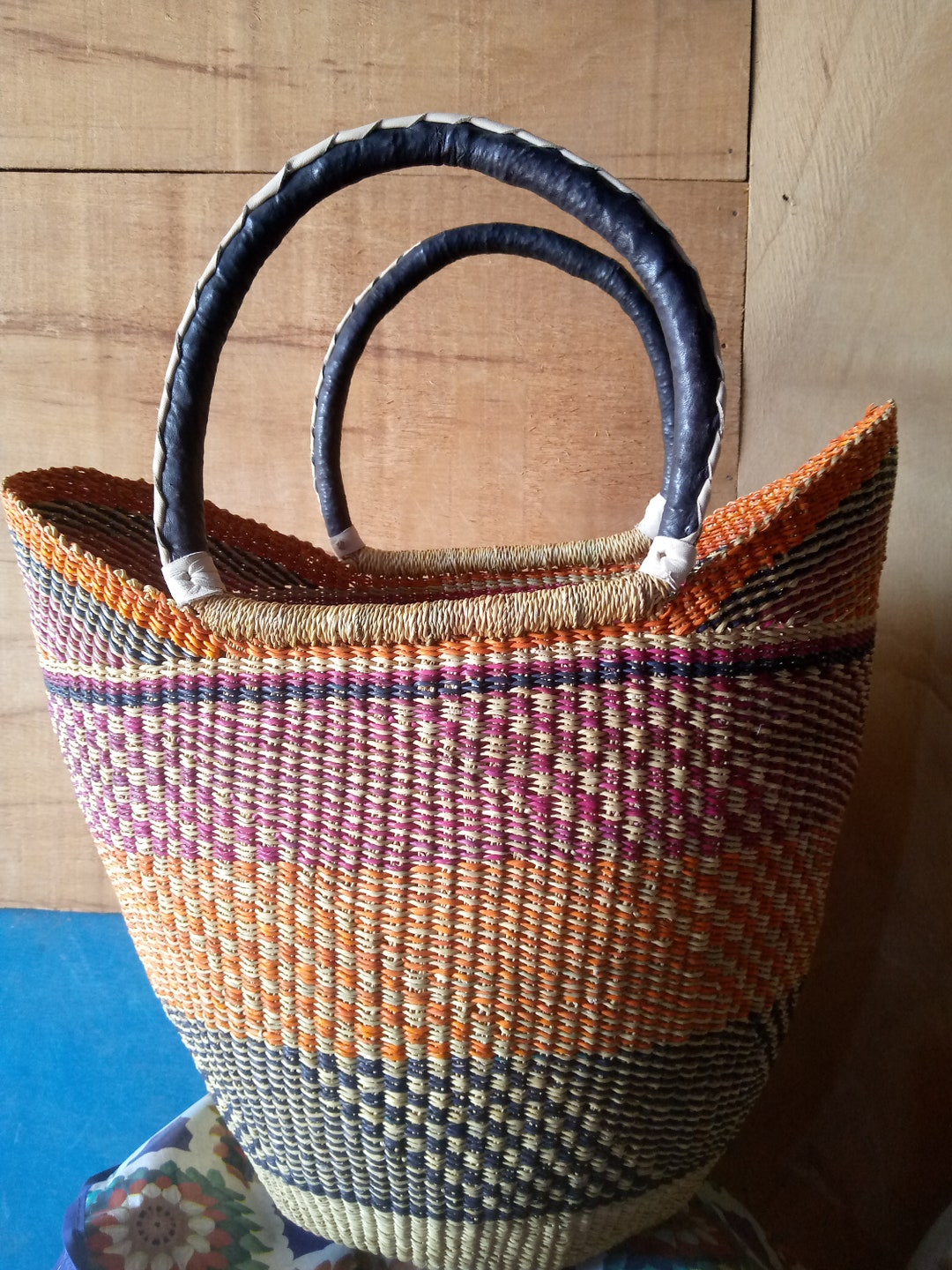 Handwoven U-shopper| Camp Storage Basket| Picnic Tote Basket ...