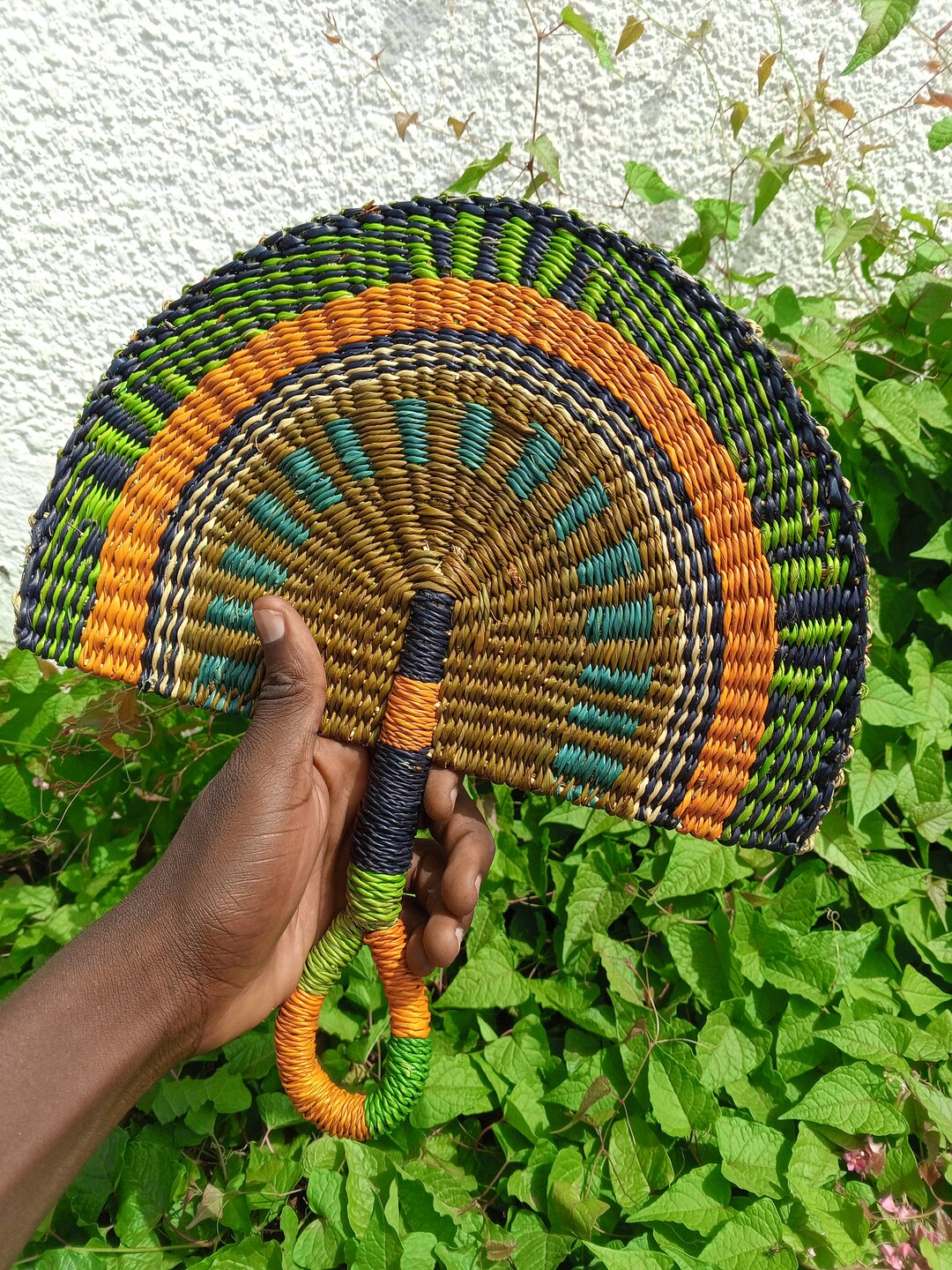 Cute Woven Straw Hand Fan, Boho Fan Wall Hanging, Beautiful Decorative ...