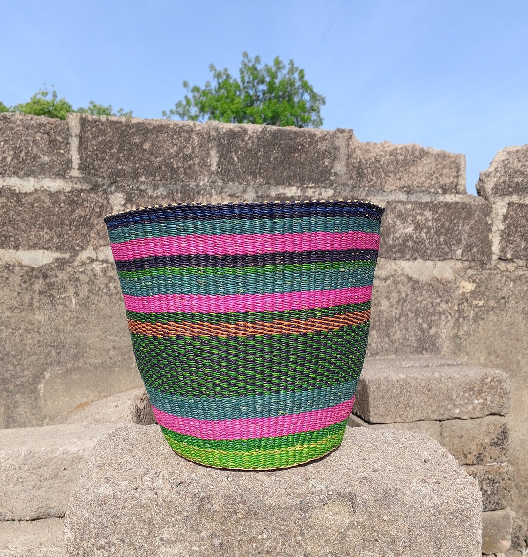 Straw Flower Basket, Mini Straw Vase, Bolga Storage Basket, Mini Wicker ...