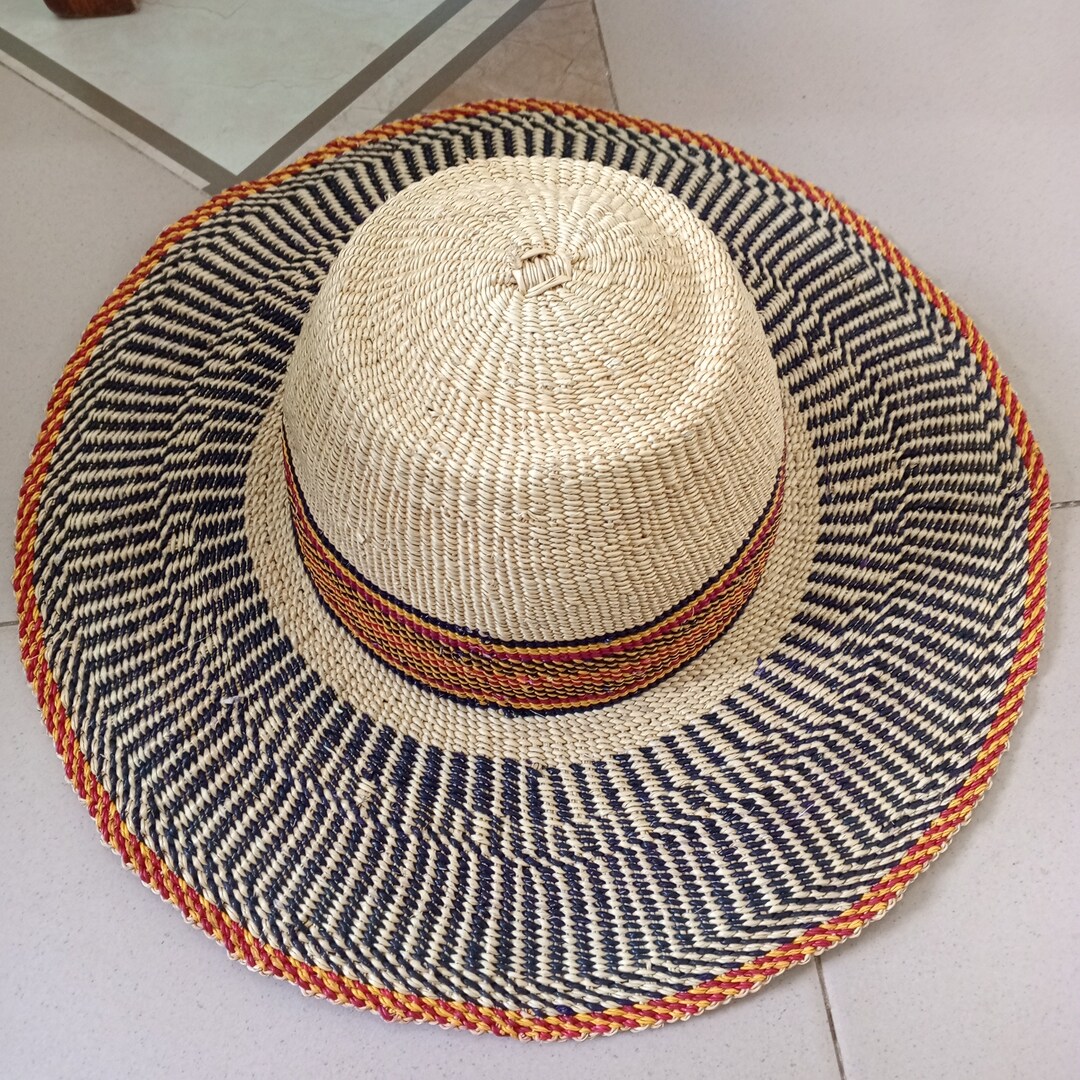 Cute Straw Hat With Straps, Farmers Hat, Beach Hat Made With Grass ...
