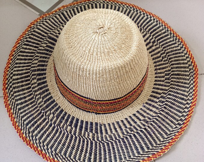 Cute Straw Hat With Straps, Farmers Hat, Beach Hat Made With Grass ...