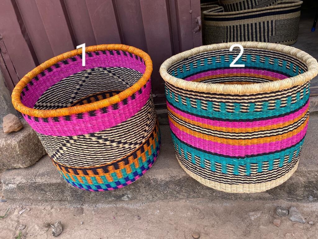 Short Laundry Basket, Cloth Storage Basket, Short Bin Basket, Handwoven ...