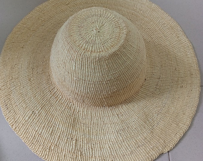 Natural Straw Hat With Wide Brim, Round Summer Hat, Bolga Sun Hat, Natural Straw Hat for Picnic ...