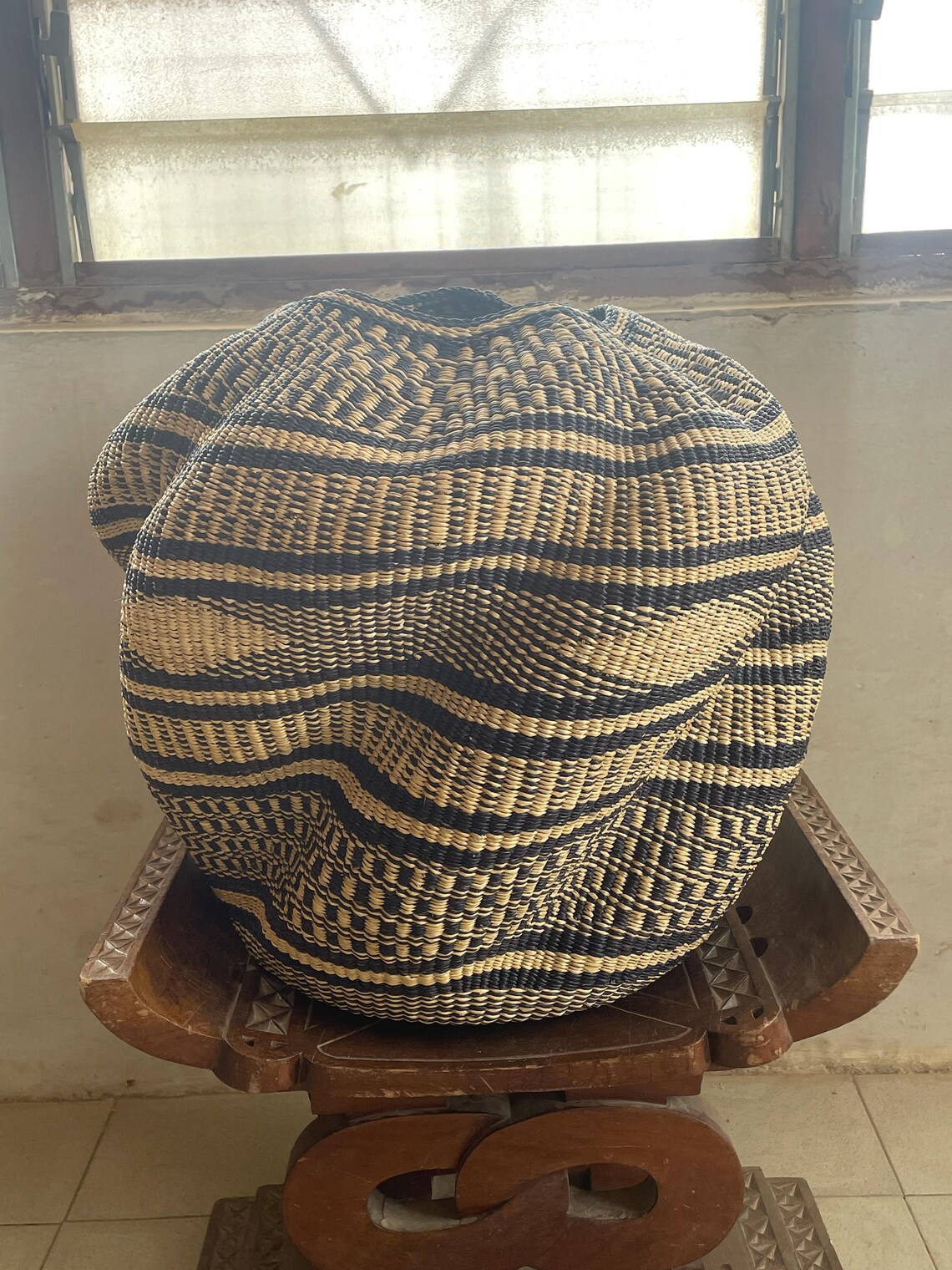 Large Straw Vase, Large Planter Basket, Straw Decor Basket, Wavy Pot ...