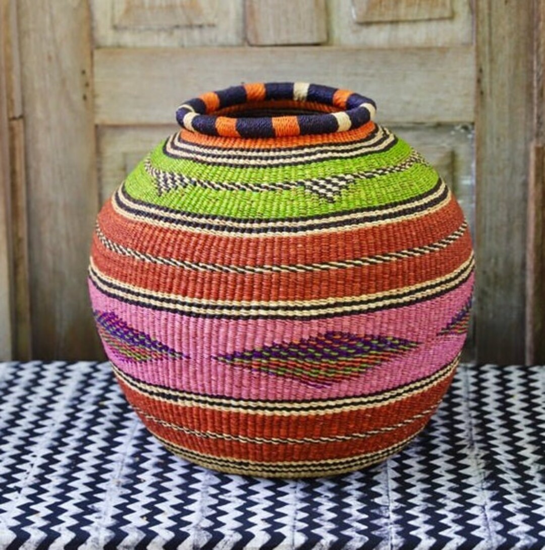 Handmade Flower Vase, Large Planter Pot Indoor, Bolga Decor Basket ...