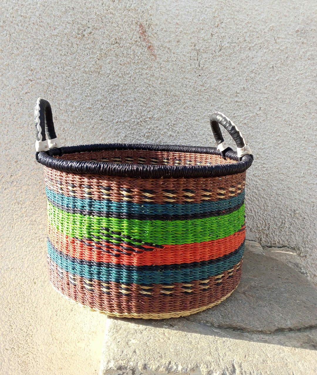 Handwoven Laundry Basket, Short Wicker Clothes Basket, Mini Laundry ...