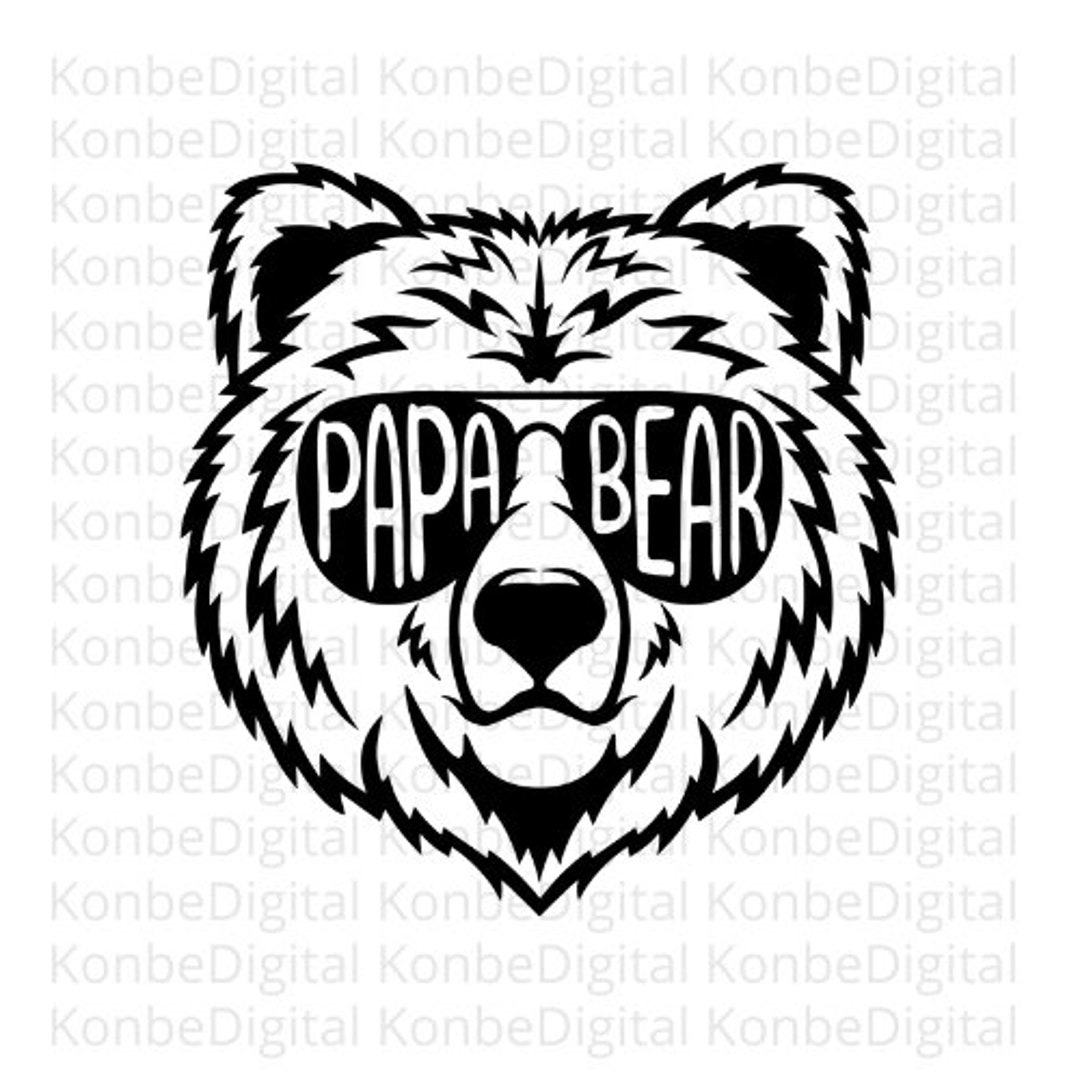 Papa Bear Svg Bear Whit Glasses Silhouette SVG Cara De Oso Bear Clipart ...