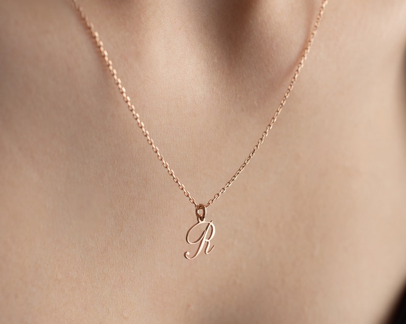 Tiny Gold Initial Necklace Gold Letter Necklace Gold Initial | Etsy