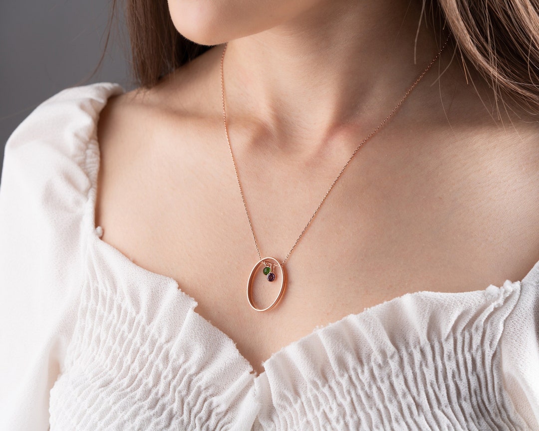 Family Birthstone Necklace Custom Necklace Gift for Her Birthday Gift ...