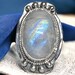 Natural Rainbow Moonstone Sterling Silver Ring / Boho Ring / Bohemian ...