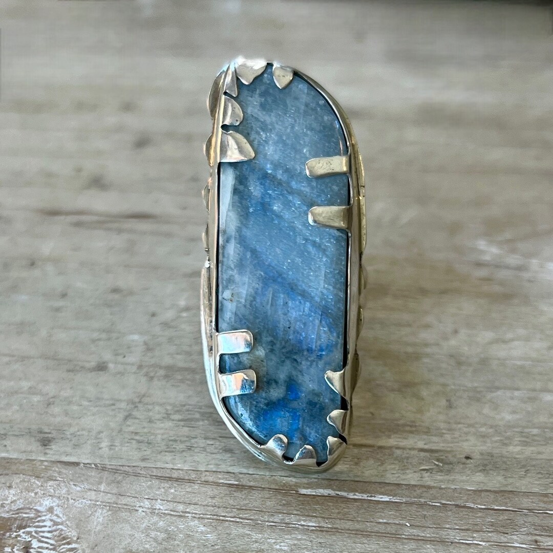 Native American Rainbow Moonstone Sterling Silver Ring / Boho Bohemian ...