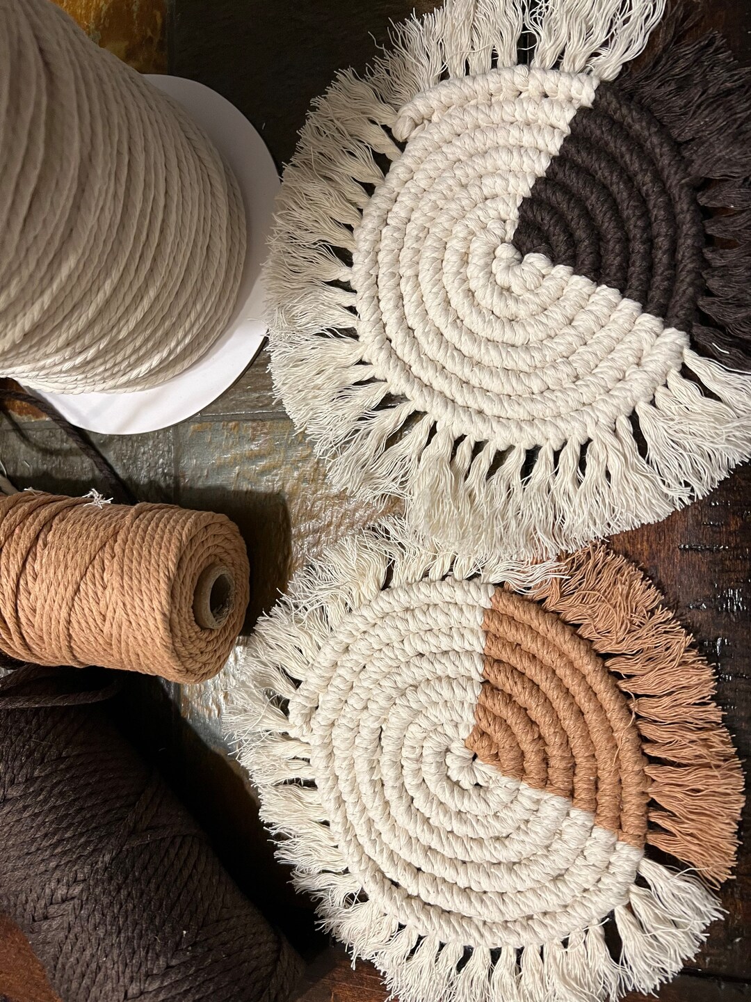 Macrame Coasters, Boho Table Decor, Macrame Drink Coasters, Cotton ...