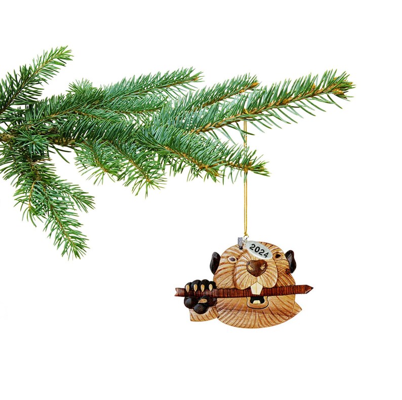 Beaver Ornament 2024 Two-tone Wood Christmas Ornament Handcrafted Wood ...