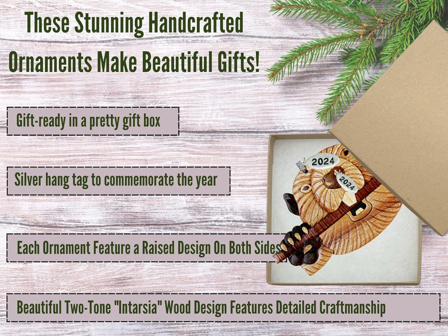 Beaver Ornament 2024 Two-tone Wood Christmas Ornament Handcrafted Wood ...