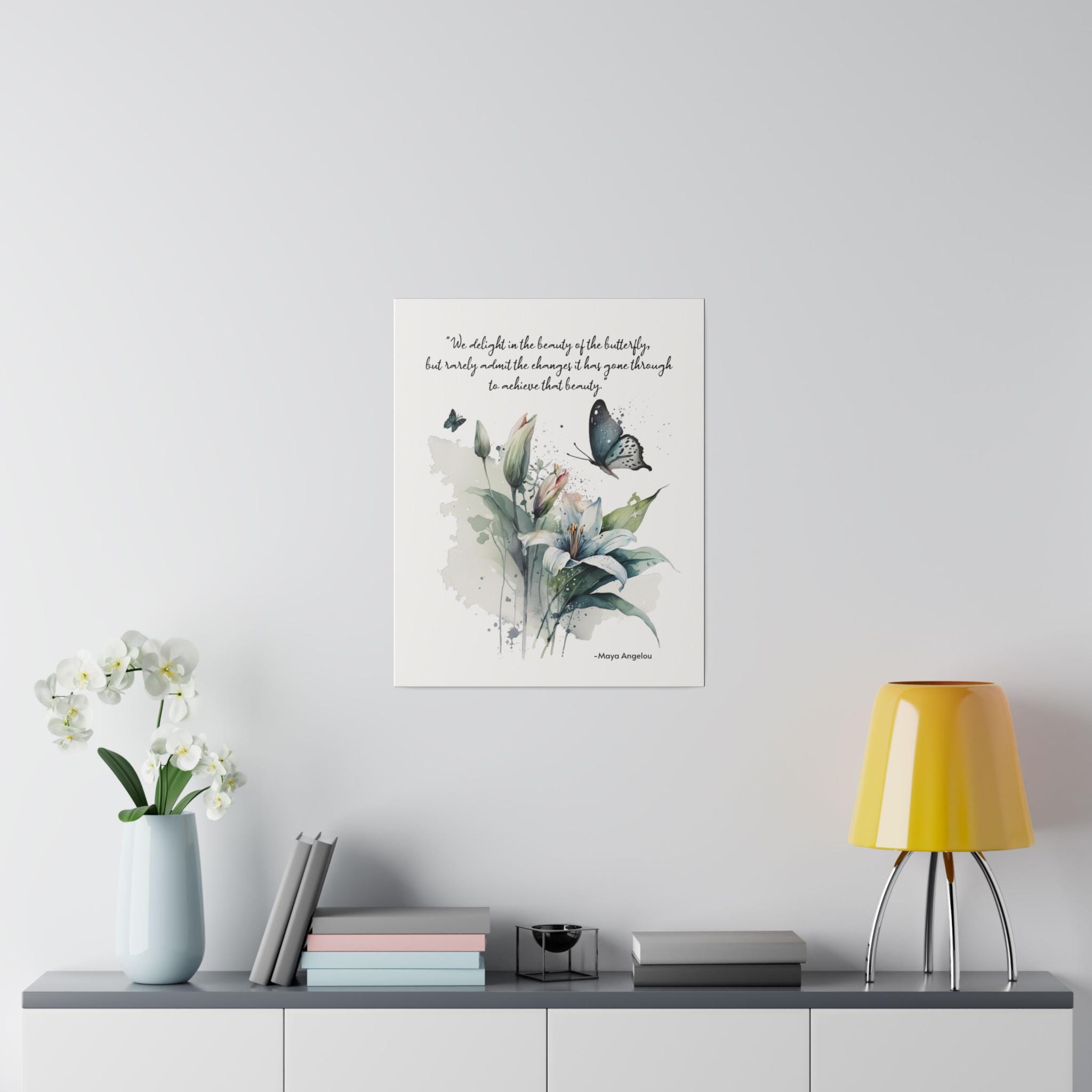 Maya Angelou Quote Canvas Print: Floral Butterfly Botanical Art - Etsy