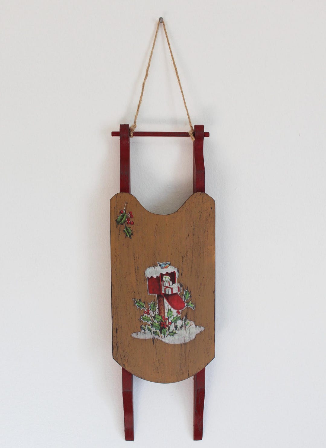 Handmade Vintage Inspired Rustic Style Wooden Sled Decor, Christmas ...