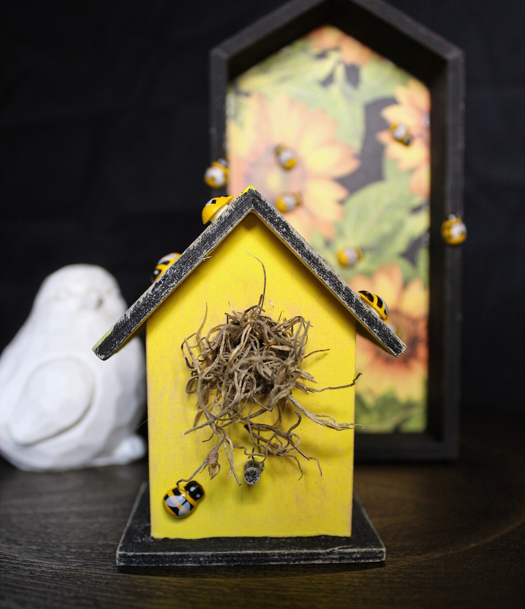 Honey Bees, Mini Birdhouse, Wooden Birdhouse, Shelf Decor, Accent Decor ...