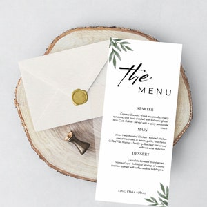 Modern Menu and Thank You Card, Wedding Menu Card, Napkin Note Thank ...