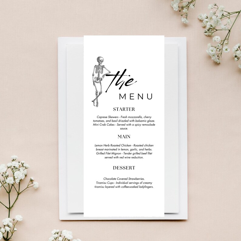 Halloween Skeleton Menu Template, Halloween Party Menu Template ...