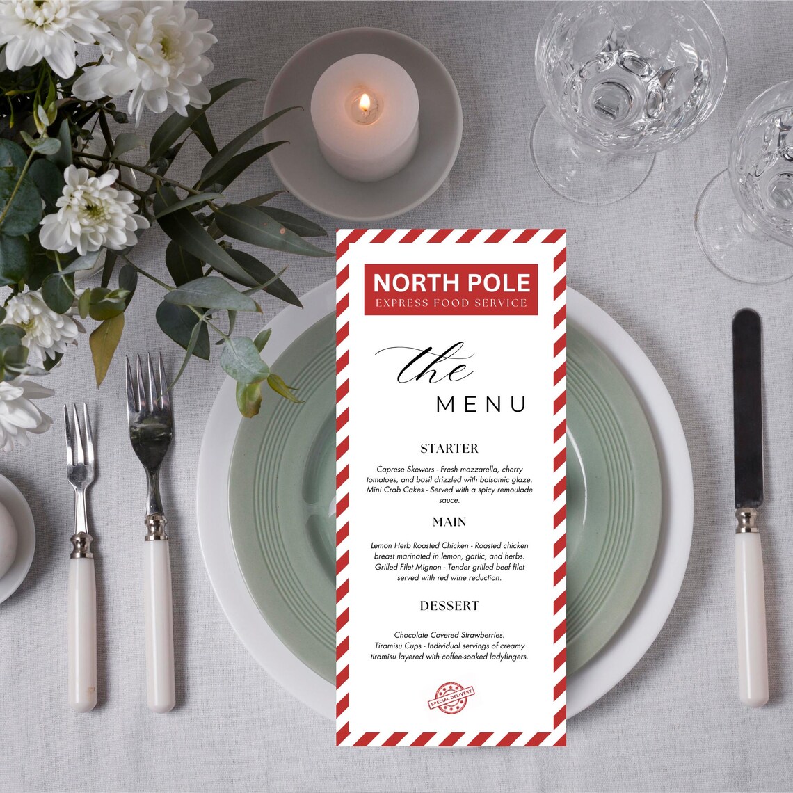Christmas Menu Template, Christmas Party Menu Template, Editable ...