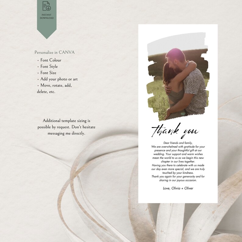 Modern Menu and Thank You Card With Photo, Wedding Menu Card, Napkin ...