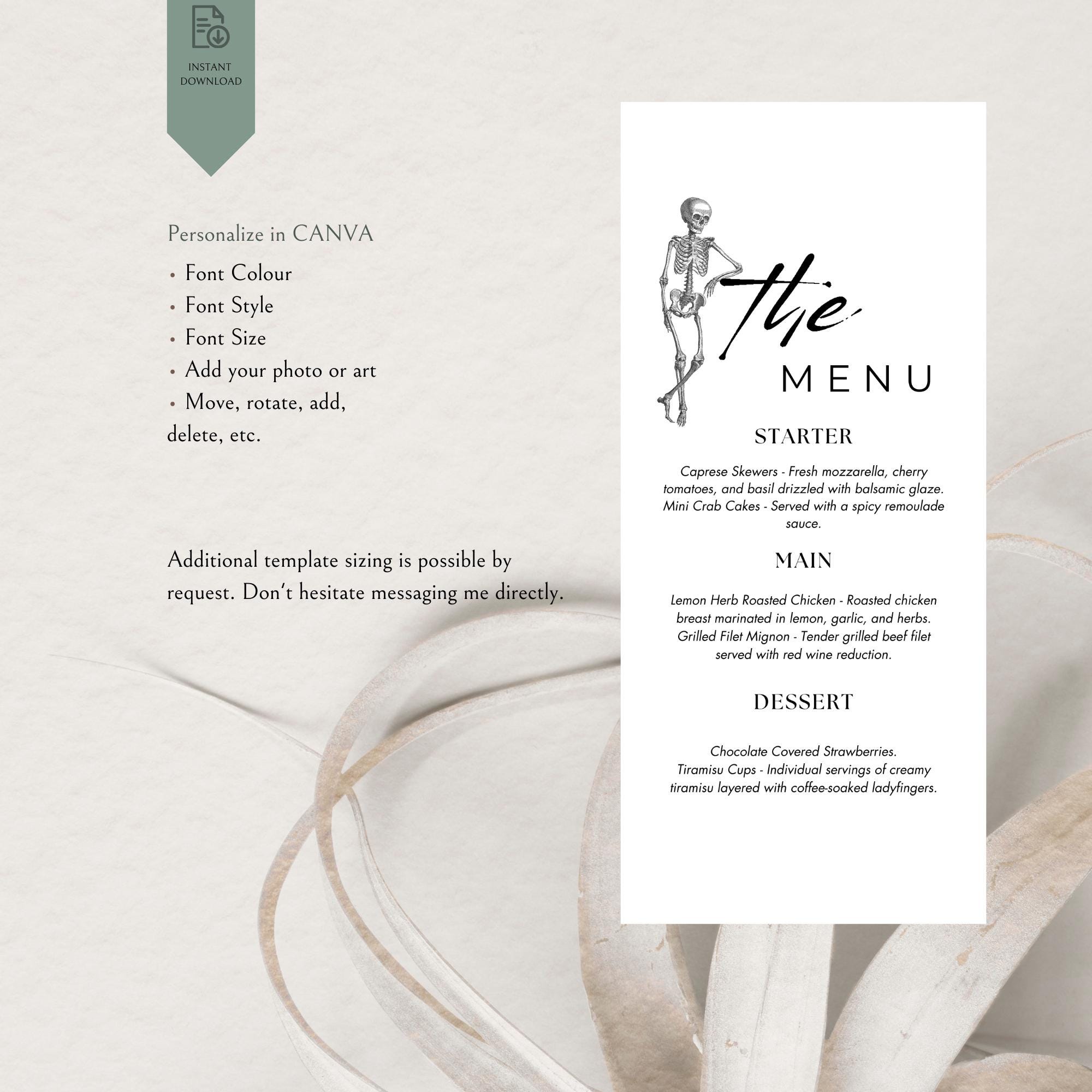 Halloween Skeleton Menu Template, Halloween Party Menu Template ...