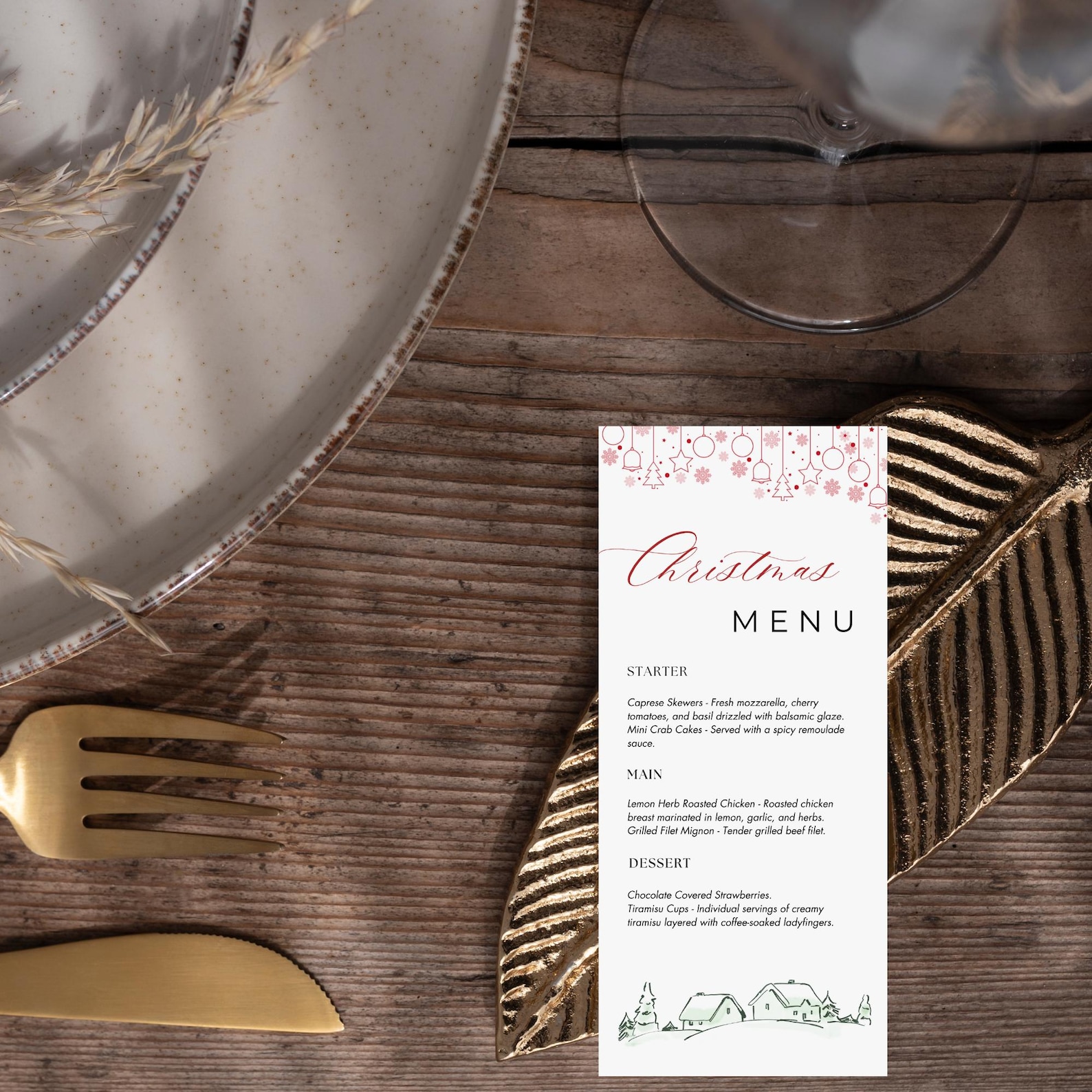 Handwritten Dinner Menu, Handwritten Menu Template, Christmas Dinner ...