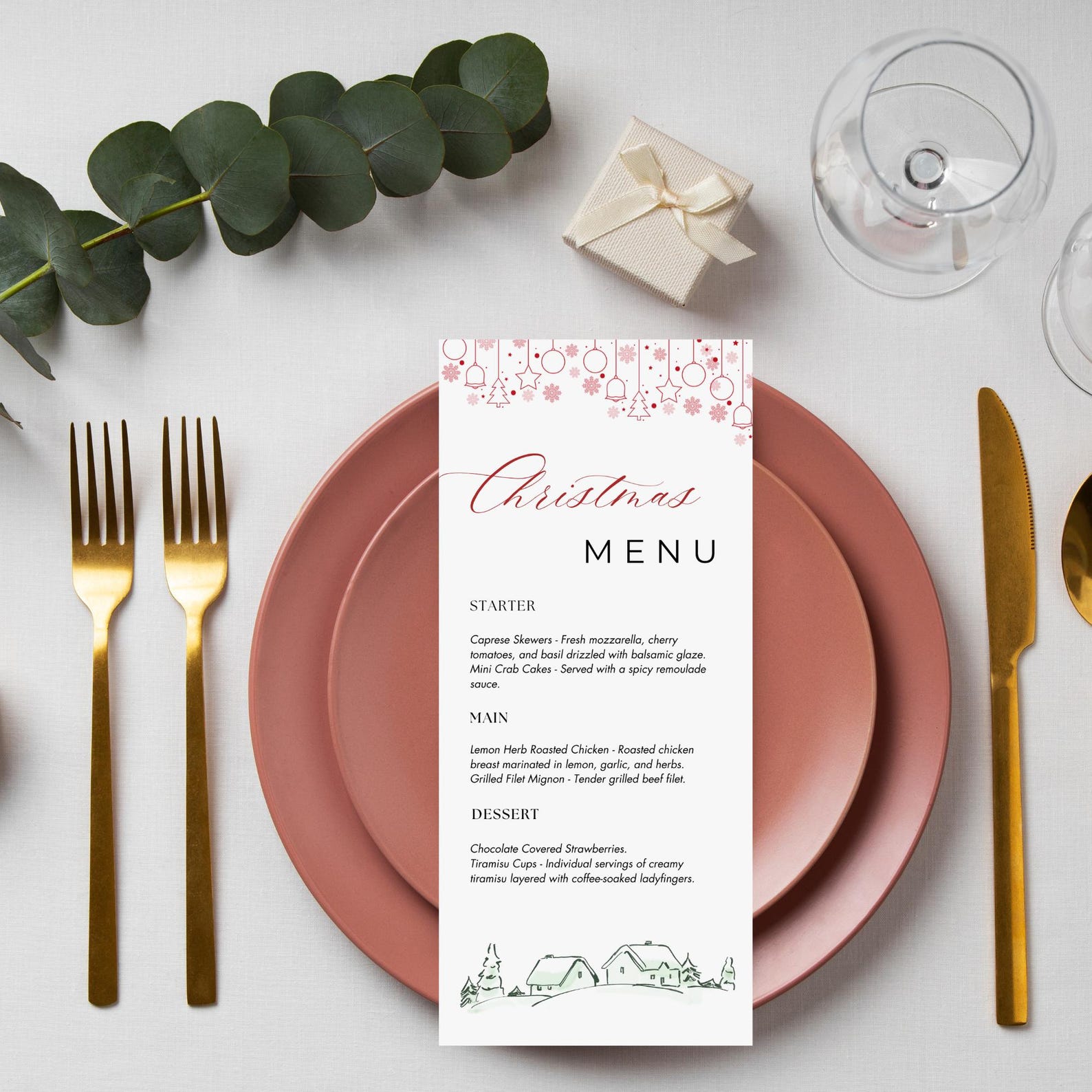 Handwritten Dinner Menu, Handwritten Menu Template, Christmas Dinner ...