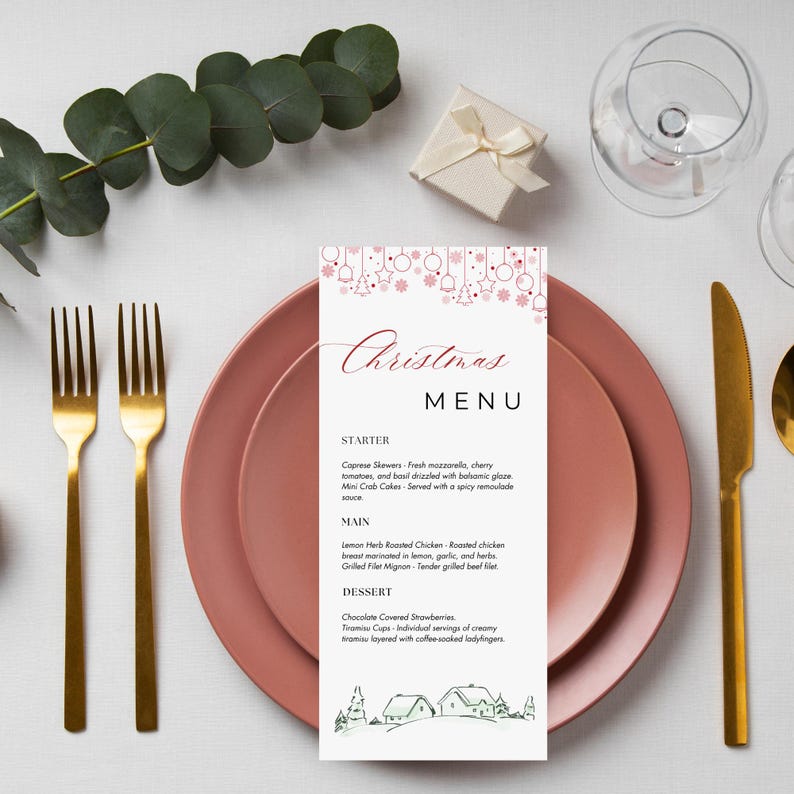 Handwritten Dinner Menu, Handwritten Menu Template, Christmas Dinner ...