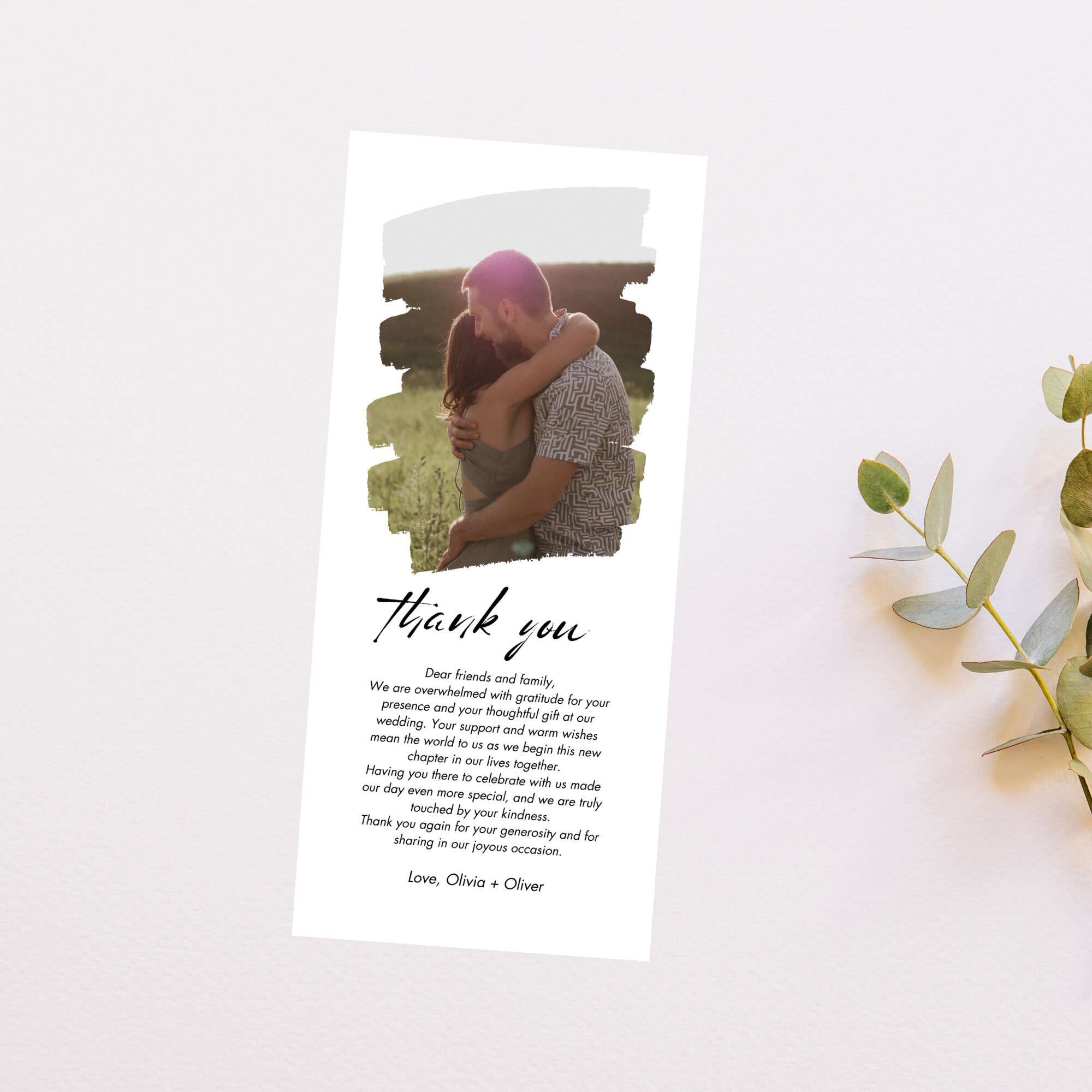 Modern Menu and Thank You Card With Photo, Wedding Menu Card, Napkin ...