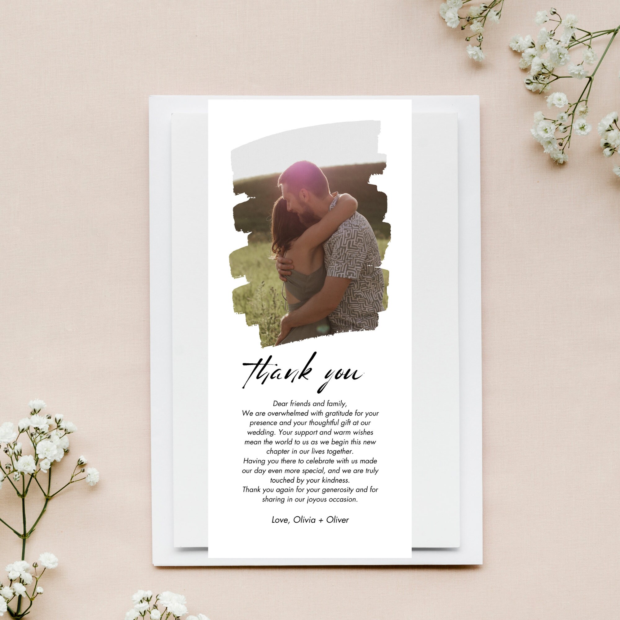 Modern Menu and Thank You Card With Photo, Wedding Menu Card, Napkin ...