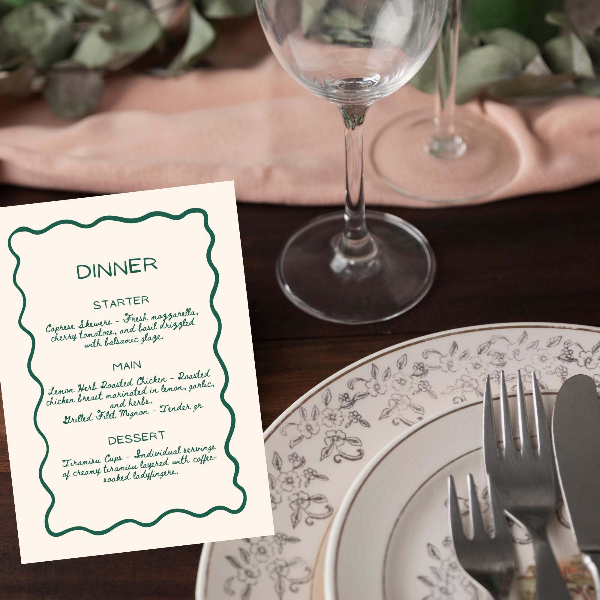 Christmas Menu Card, Fun Menu Card Template, Menu Card Wave, Holiday ...