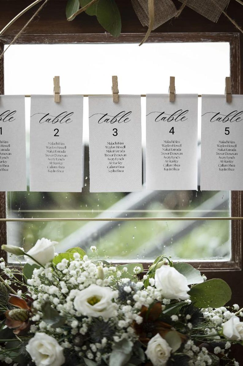 Printable Wedding Seating Chart Cards, Wedding Table Chart Cards ...