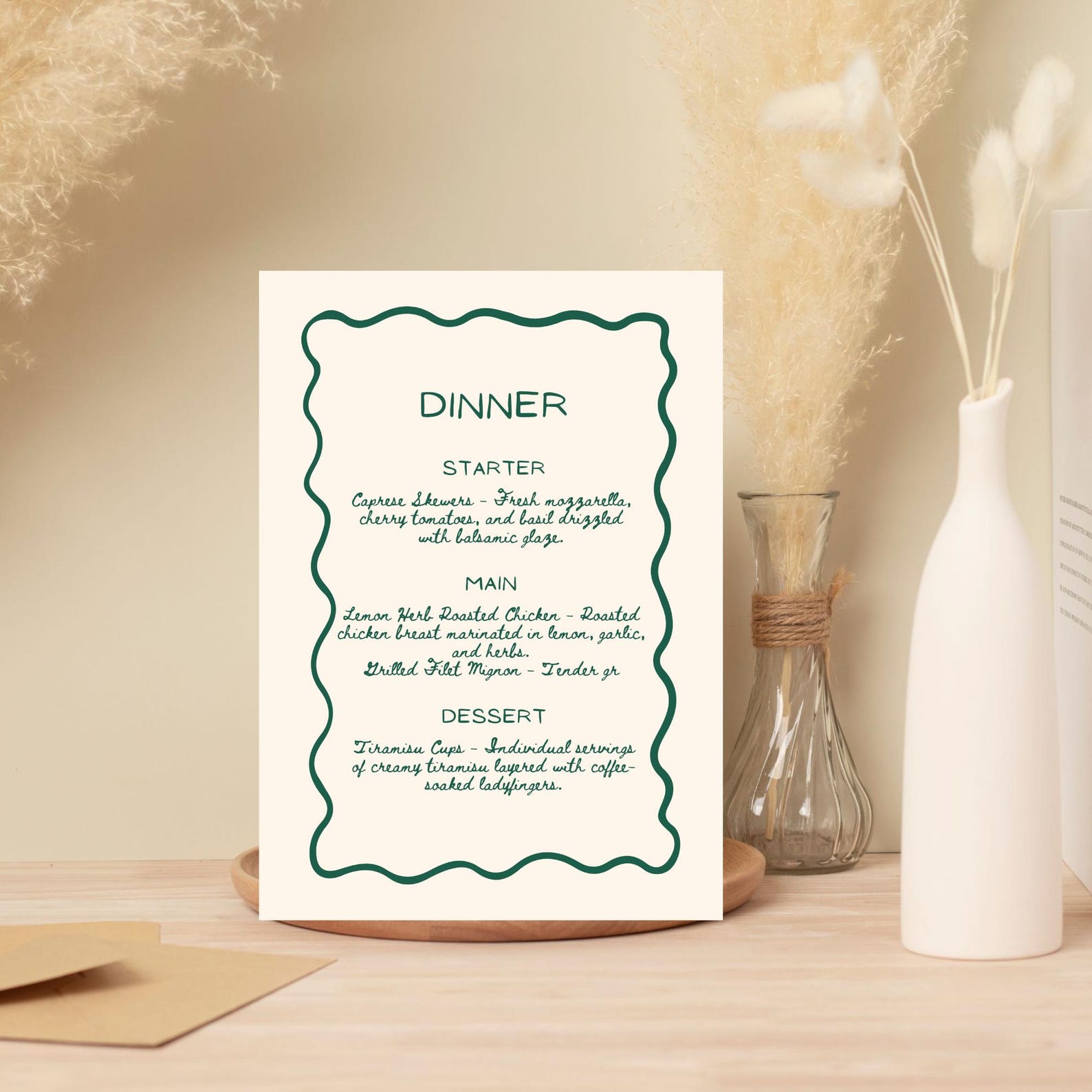 Christmas Menu Card, Fun Menu Card Template, Menu Card Wave, Holiday ...