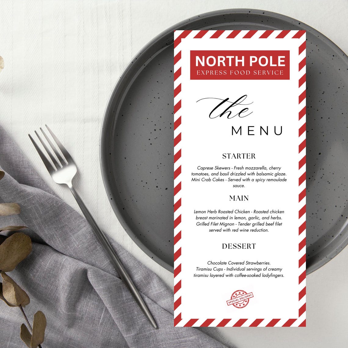 Christmas Menu Template, Christmas Party Menu Template, Editable ...