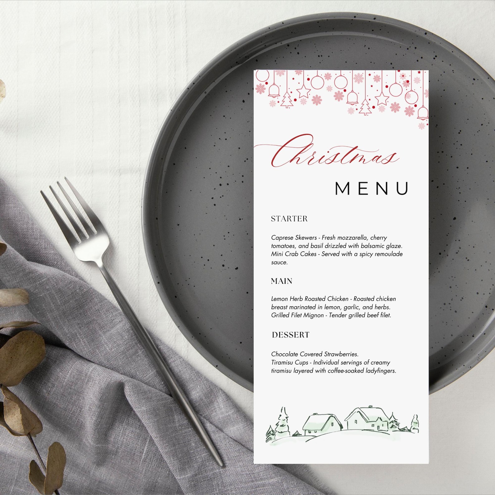 Handwritten Dinner Menu, Handwritten Menu Template, Christmas Dinner ...