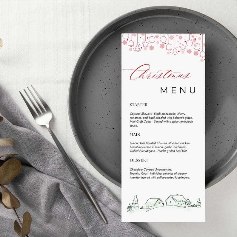 Handwritten Dinner Menu, Handwritten Menu Template, Christmas Dinner ...