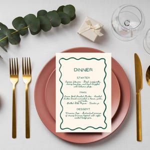 Christmas Menu Card, Fun Menu Card Template, Menu Card Wave, Holiday ...