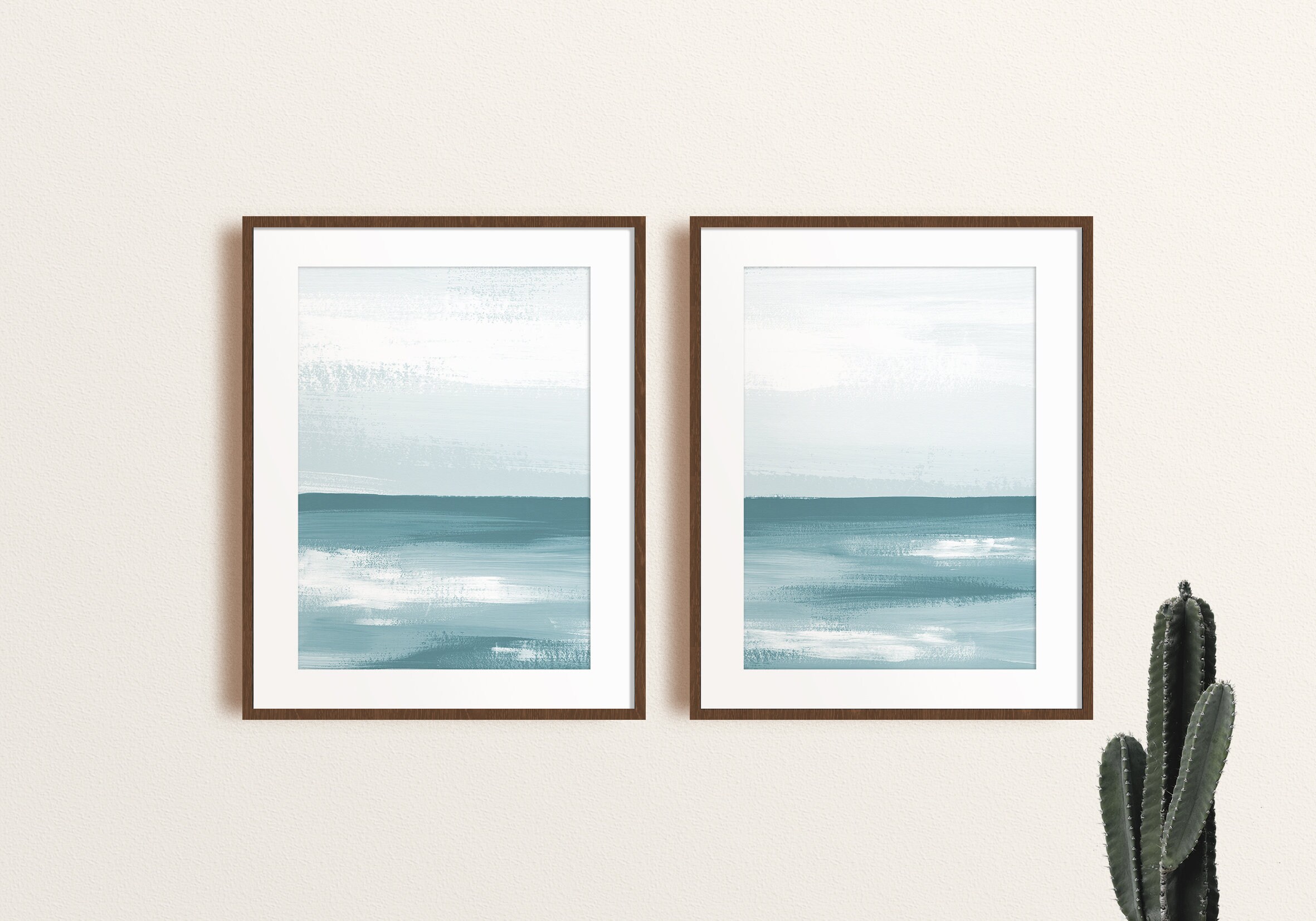 Set of 2 Ocean Prints, Blue Printable Watercolor Art, Abstract Wall ...