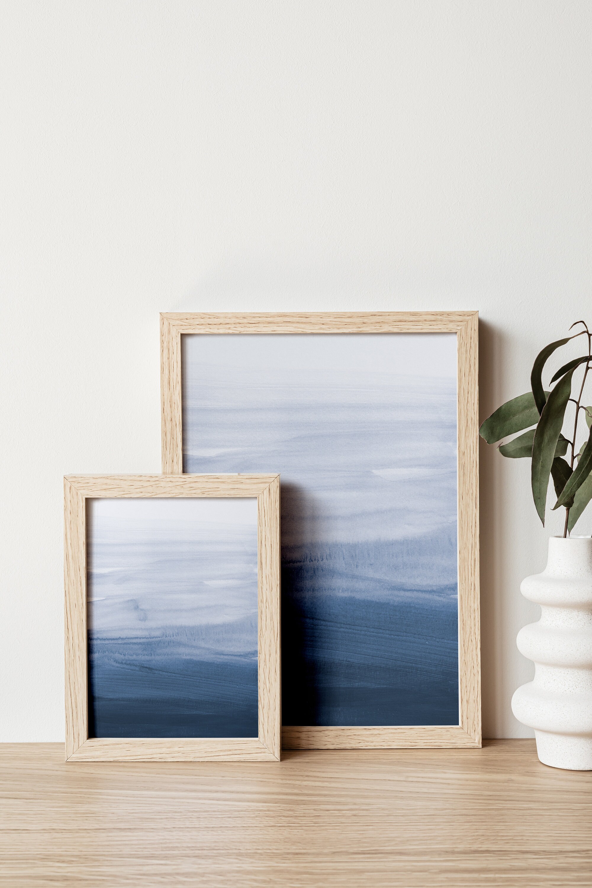 Printable Watercolor Art, Blue Ocean Art, Abstract Navy Art, Minimalist, Large Print, Bedroom ...