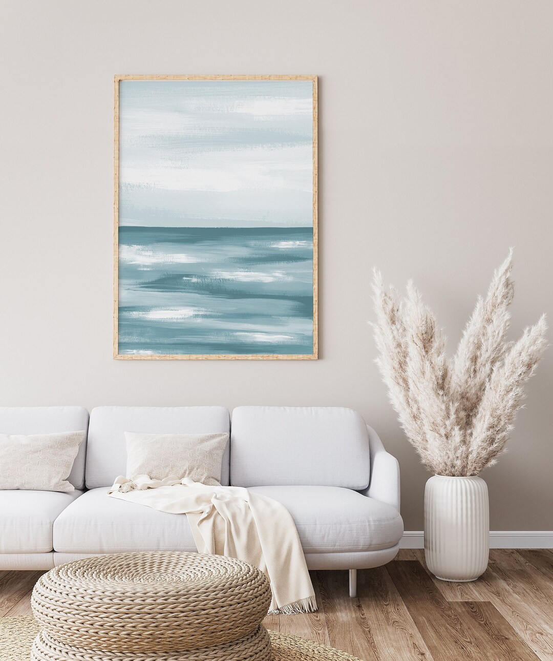 Printable Watercolor Art, Blue Ocean Wall Decor, Relaxing Nordic ...