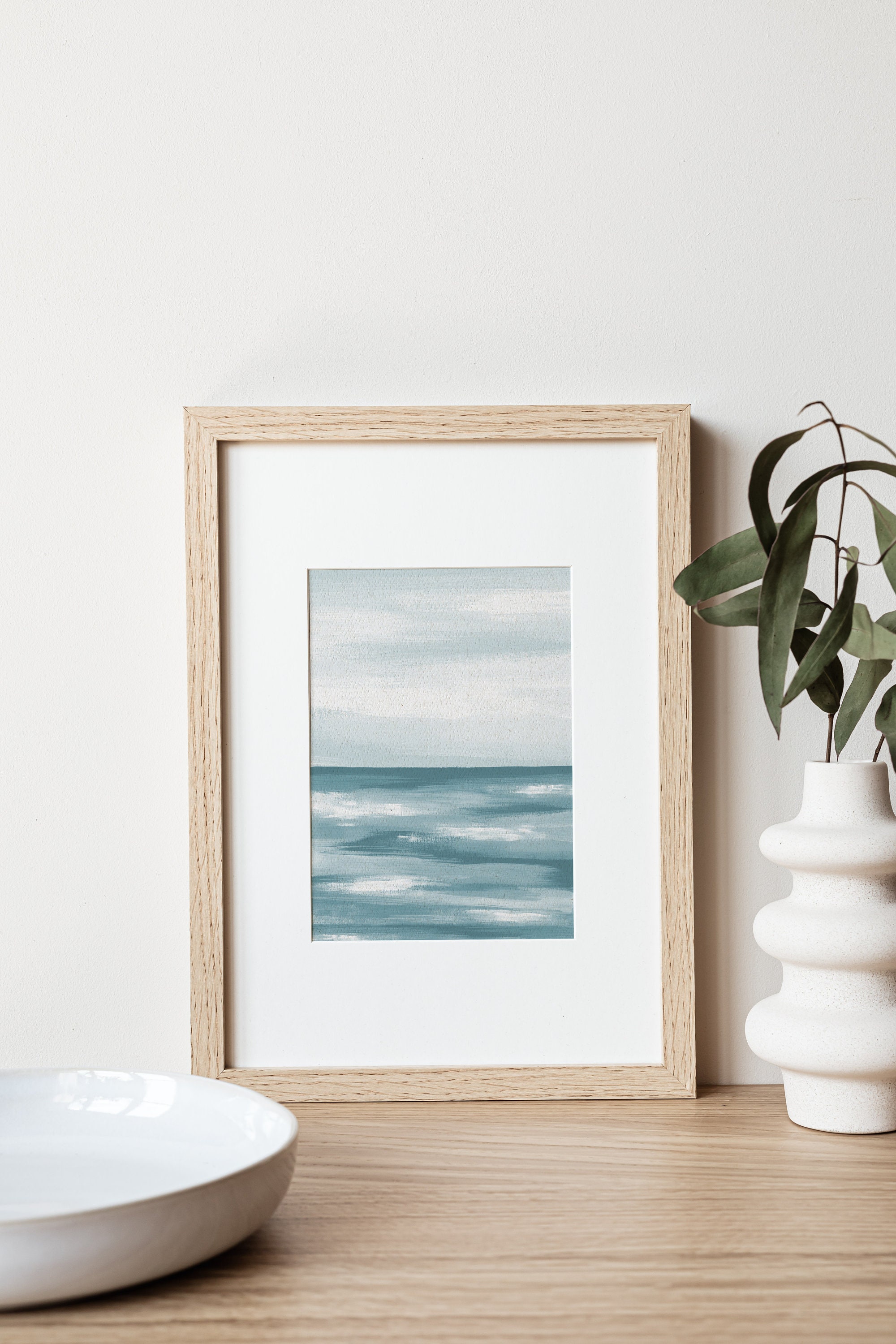 Printable Watercolor Art, Blue Ocean Wall Decor, Relaxing Nordic ...