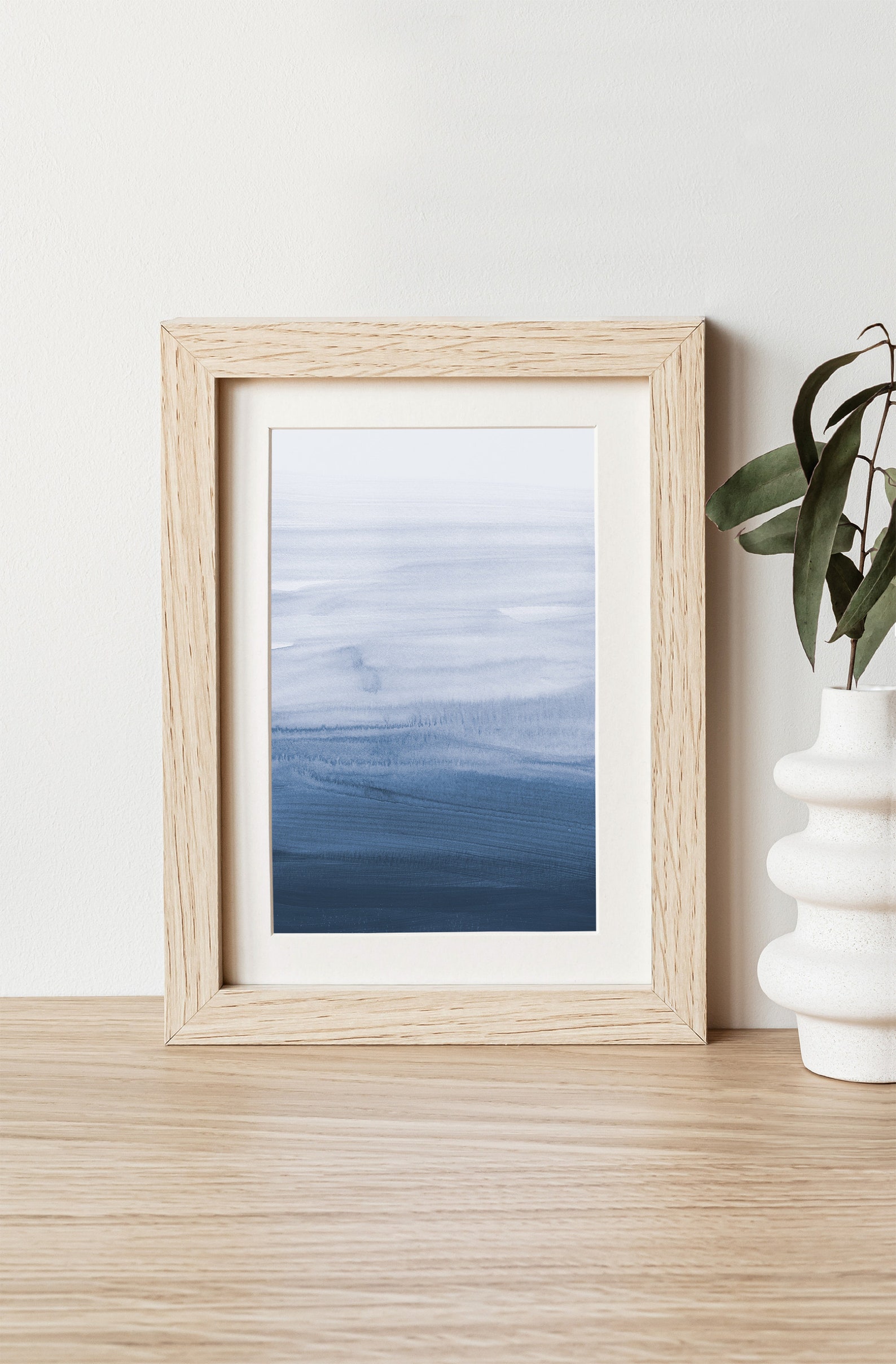 Printable Watercolor Art, Blue Ocean Art, Abstract Navy Art, Minimalist ...