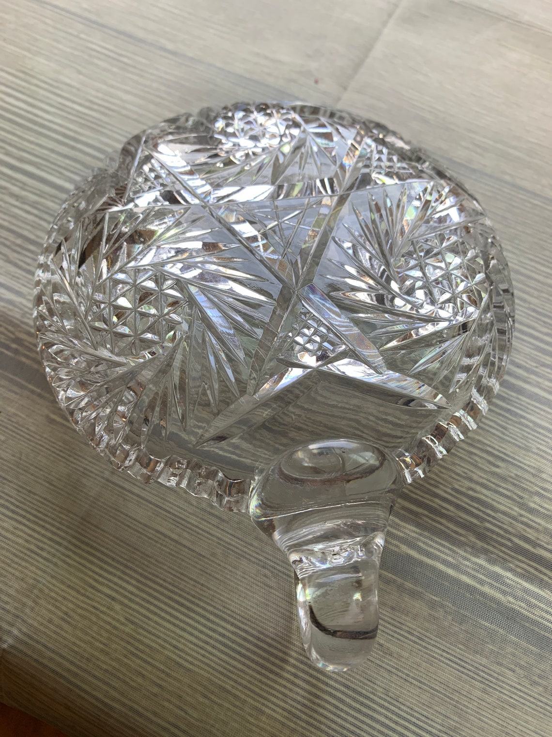 Vintage Unsigned Cut Glass Nappy Bowl With Wavy Sawtooth Edge and A ...