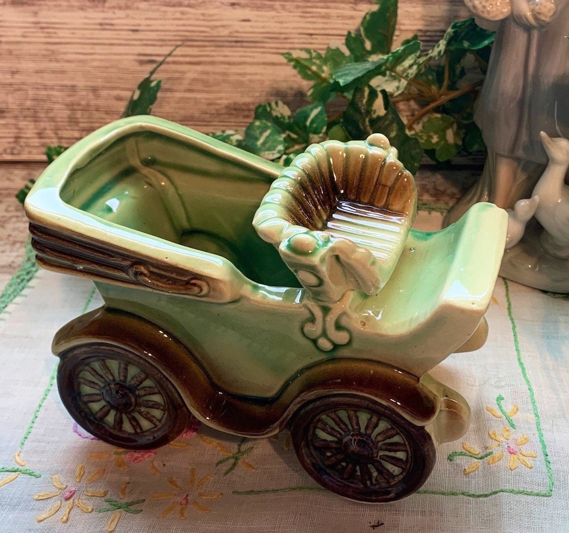 Vintage Green Antique Car Planter - Etsy